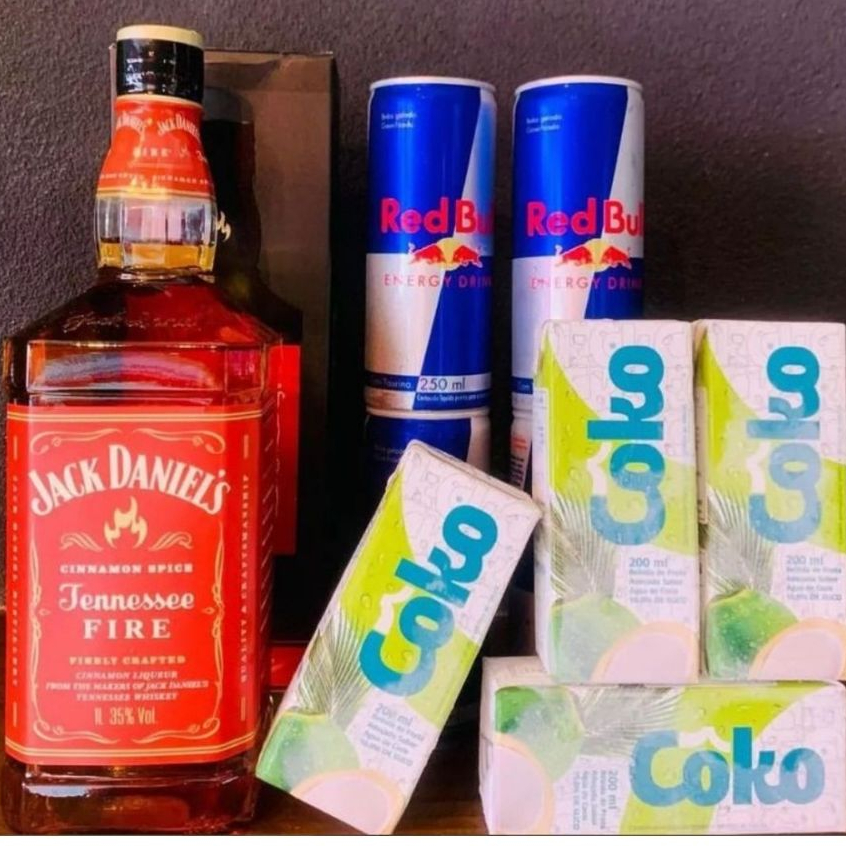 Combo Whisky Jack Daniels Fire (Canela) 1 litro Na caixa com selo IPI ...