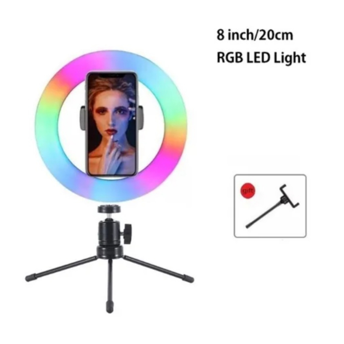 Ring Light 8 Polegada Colorida 20 Com Tripé De Mesa Youtuber | Shopee ...