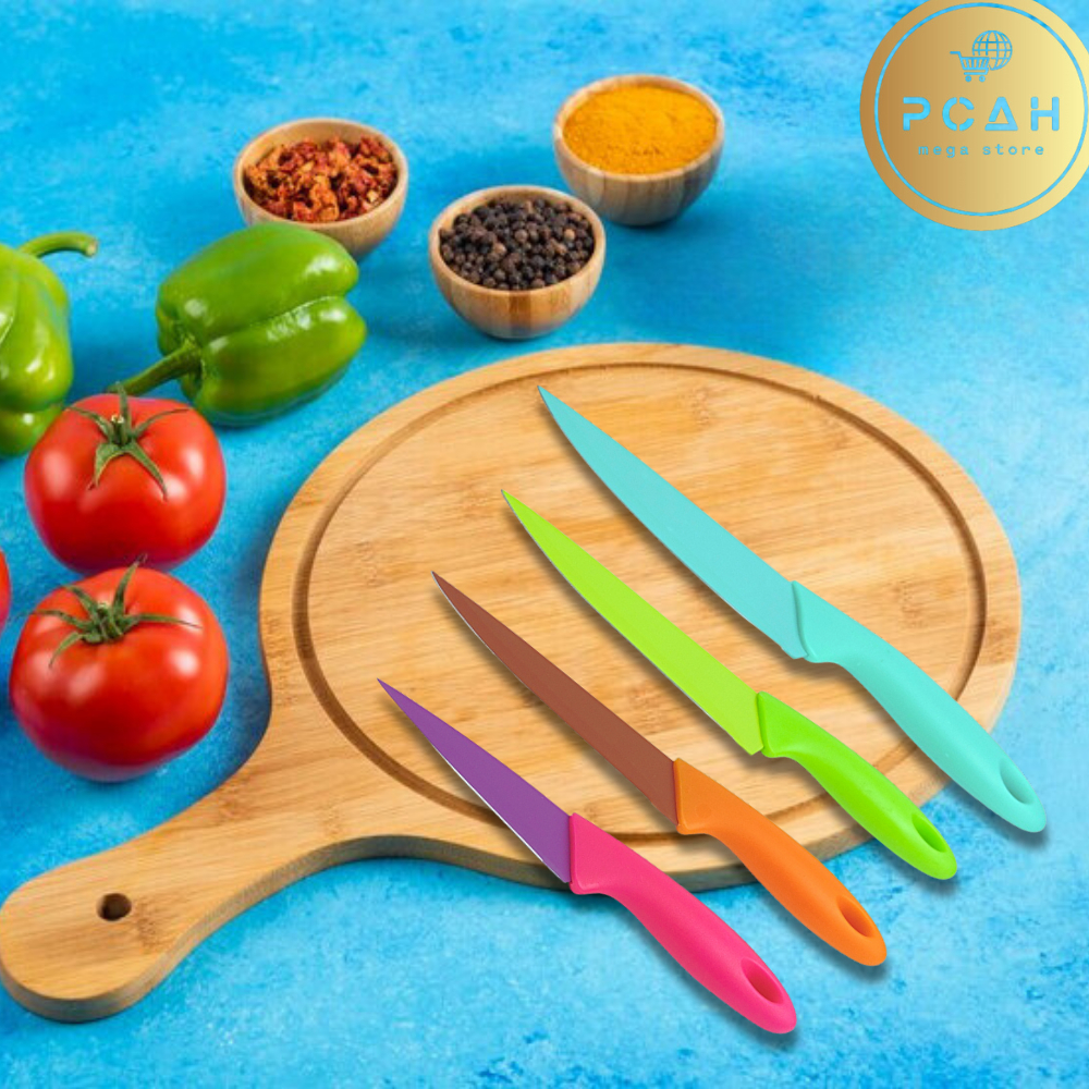 Jogo de facas Cozinha aço inox coloridas - kit com 4 facas coloridas ...