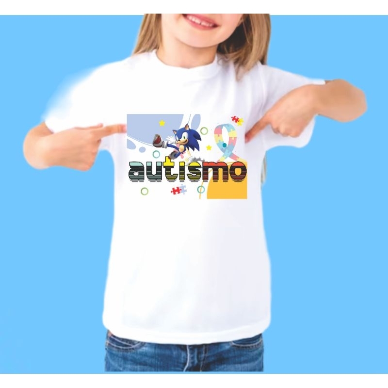 CAMISETA AUTISMO PERSONAGEM SONIC. | Shopee Brasil