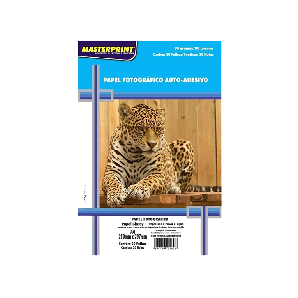Papel Fotográfico Auto Adesivo 80g 20 folhas Gramas Glossy tamanho A4 ...
