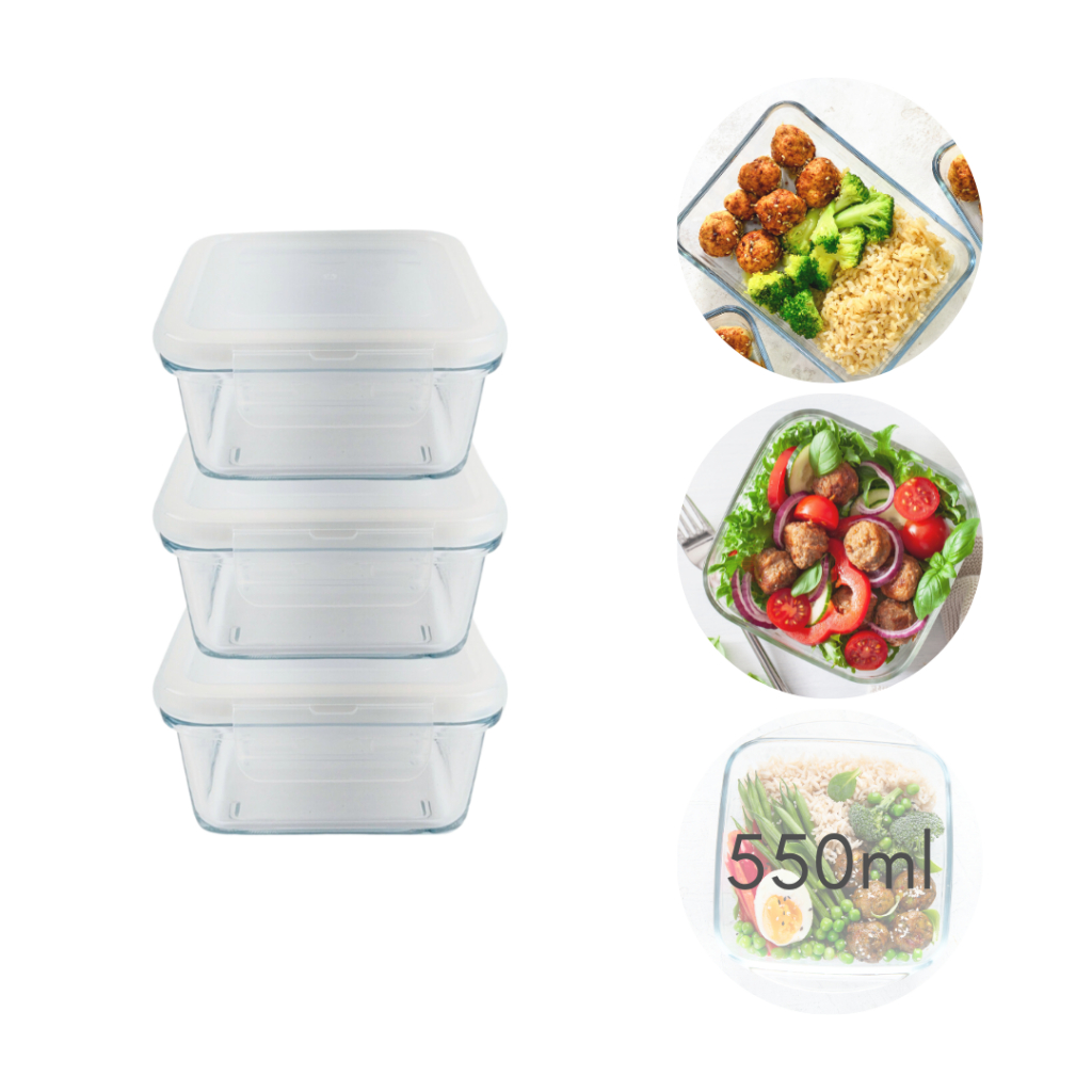 Kit 3 Pote vidro com tampa hermético mantimentos tupperware Marmita ...