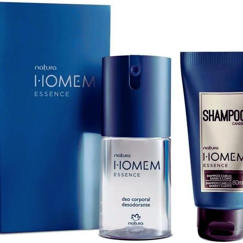 Presente Natura Homem Essence Deo Colônia 100ml, Shampoo Cabelo e Corpo ...