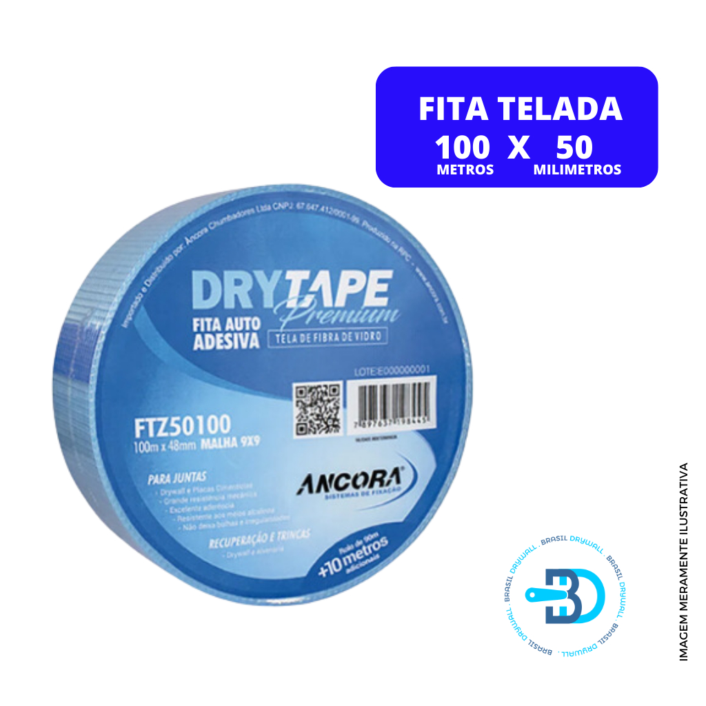 Fita Telada Fibra de Vidro 90m x 50mm Junta Drywall Azul RU Knauf ou ...