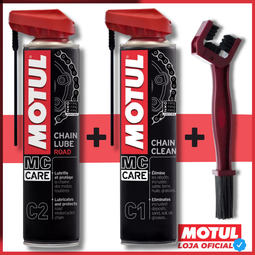 Kit Motul C1 Clean + C2 Lubrificante Corrente 400ml + Escova | Shopee Brasil