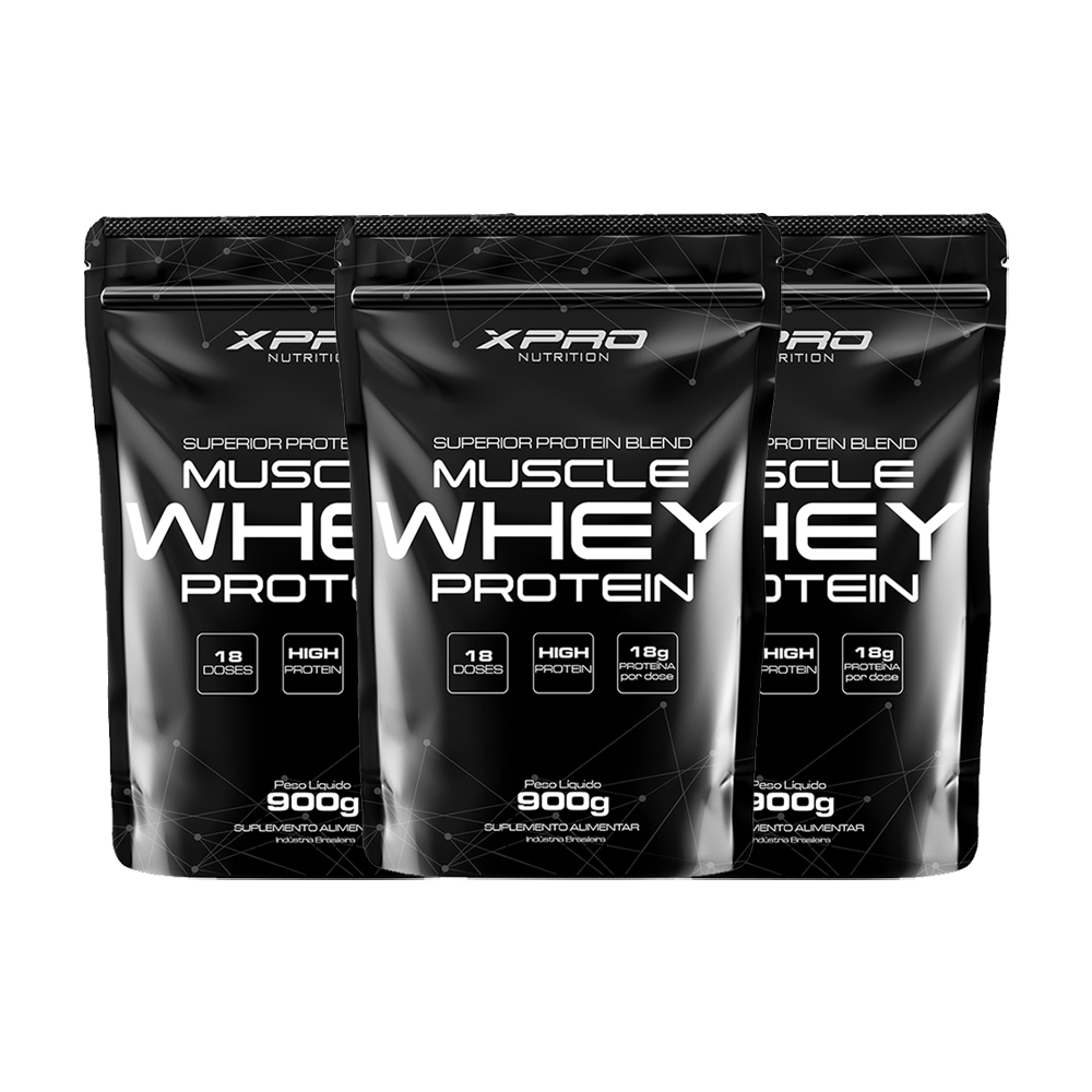 Kit 3x Whey Muscle Protein 900g - Xpro Nutrition | Shopee Brasil