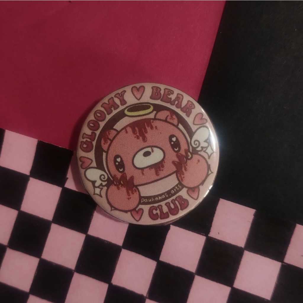 Botton Gloomy bear emo kawaii rosa pink button pin broche urso | Shopee ...