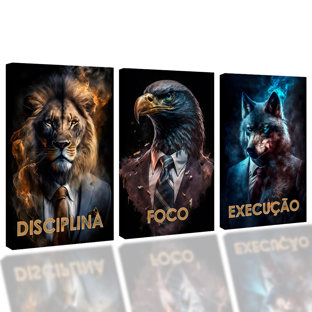 Quadros Decorativos Disciplina Execução Foco Leão Escritório Ultra HD ...