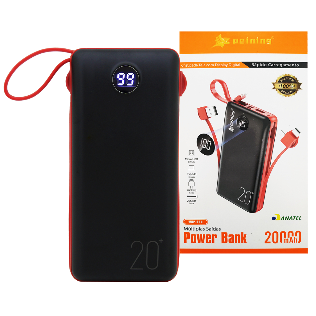 Carregador Portátil Turbo Power Bank 20000mah Original | Shopee Brasil