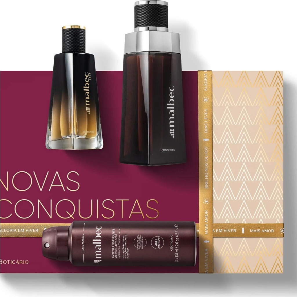 Kit Presente Malbec Deo Colônia + Deo Colônia Malbec Gold + Malbec ...