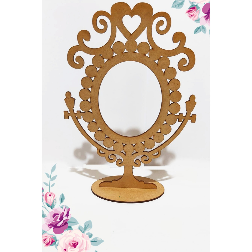 MOLDURA DE ESPELHO PRINCESA PARA MESA 26X18 - MDF CRU RECORTADO A LASER ...