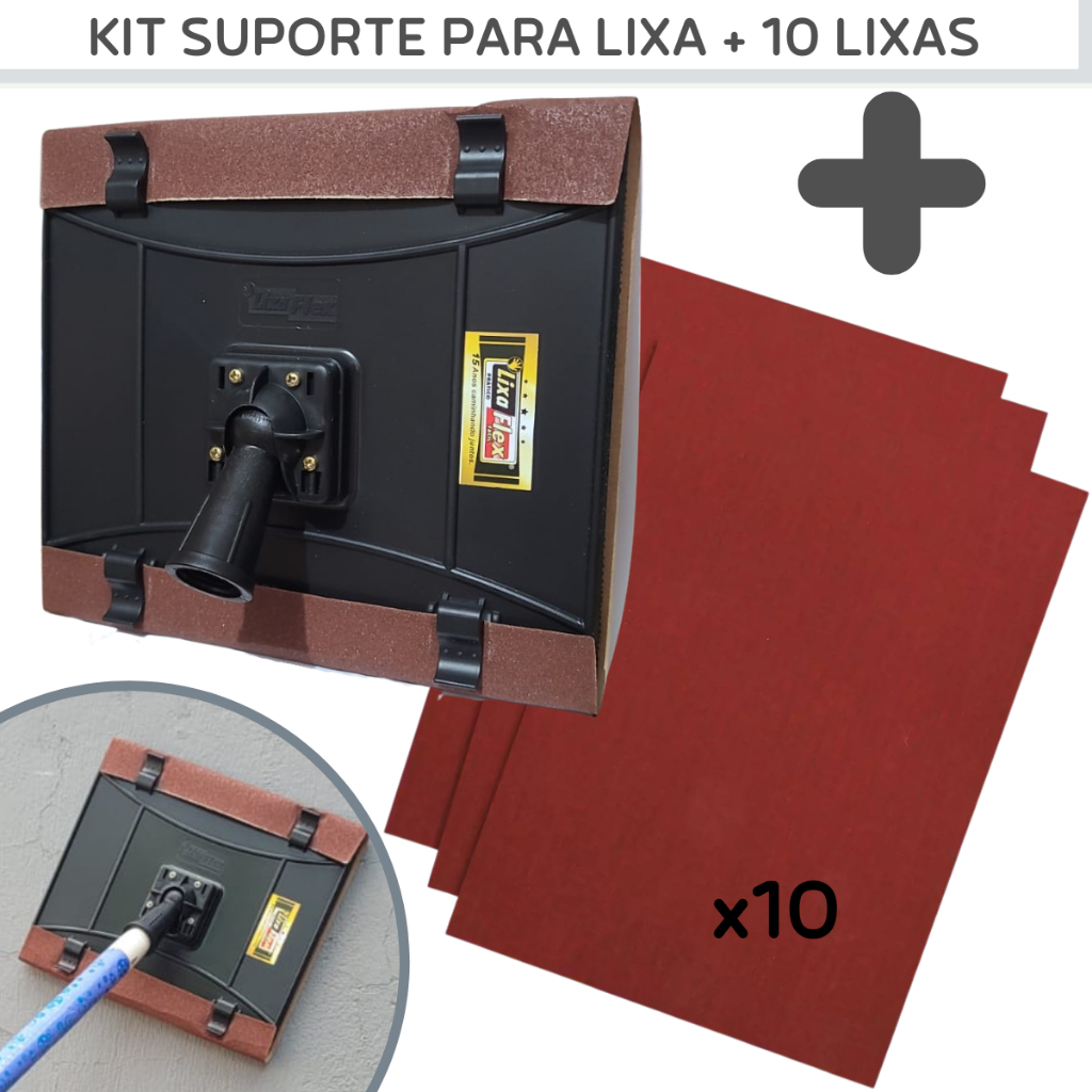 Kit Suporte Para Lixa + 10 Lixas Tigre Suporte Lixador Para Lixar Tetos ...