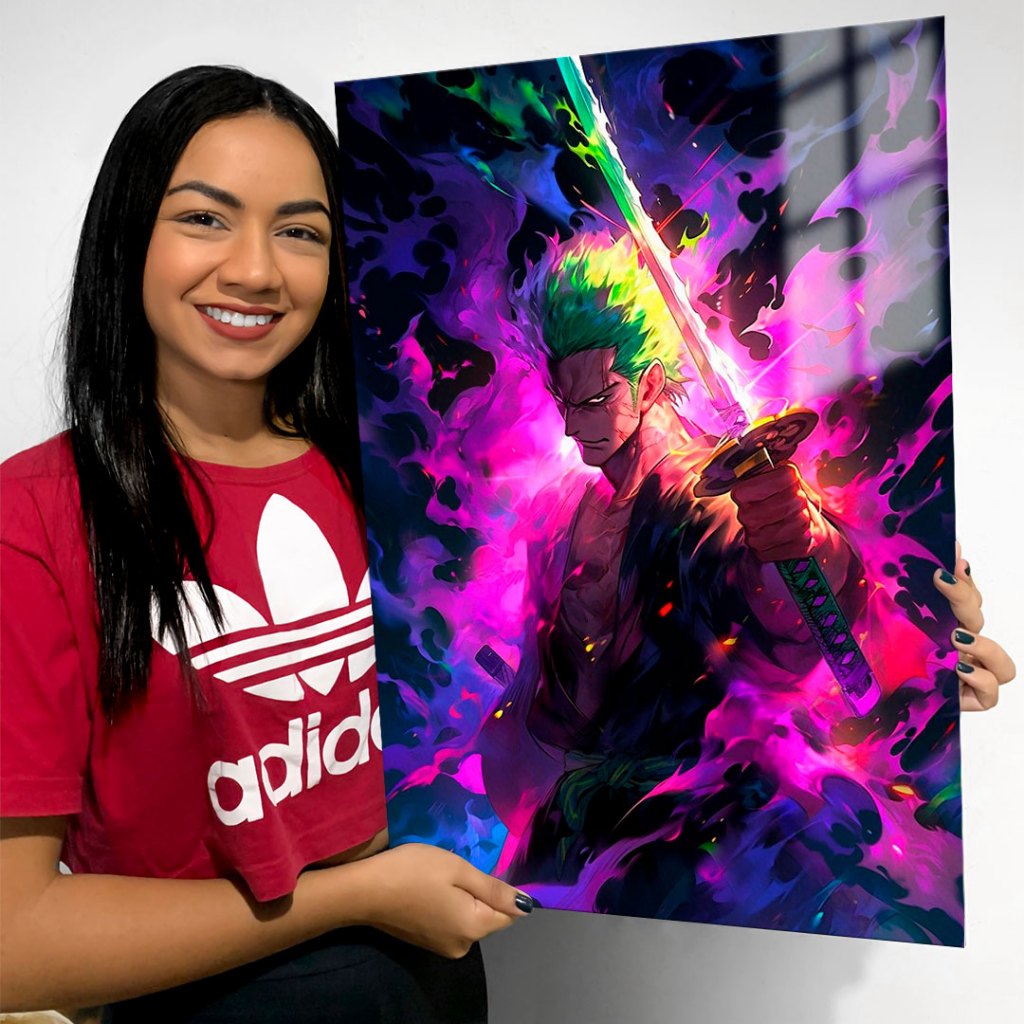 Quadro Zoro Aura Roxa One Piece Sem Moldura e Com Laminação Premium ...