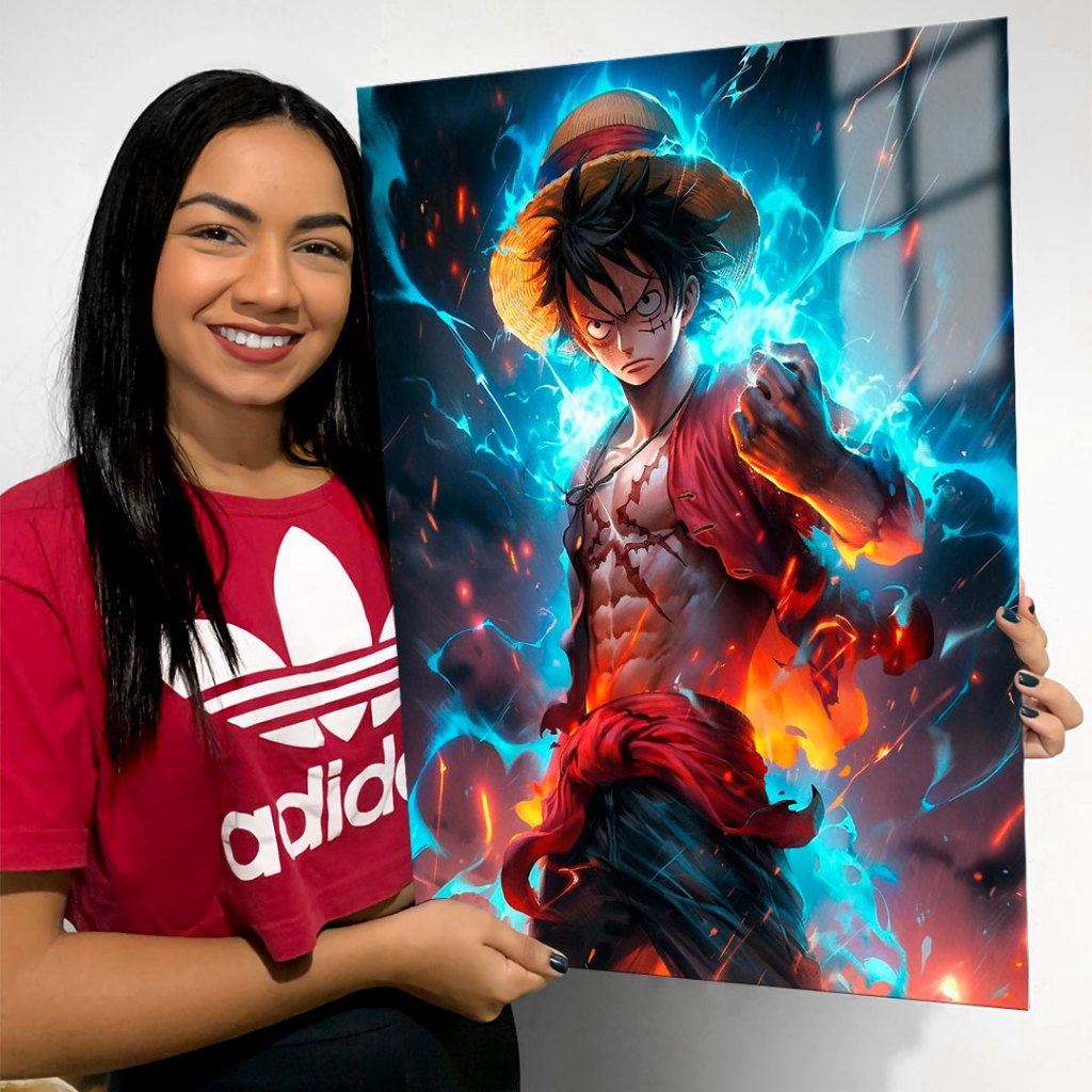 Quadro Luffy Aura Azul, One Piece Sem Moldura e Com Laminação Premium ...
