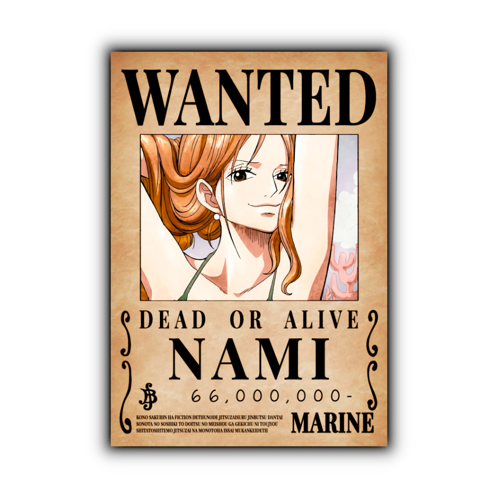 Placa Decorativa One Piece Nami Wanted Recompensa Poster Quadro em Mdf ...