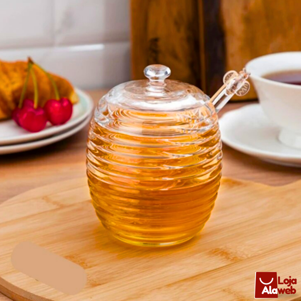 Meleira Pote Porta Mel Cristal Vidro Dosador Pegador 210ml | Shopee Brasil