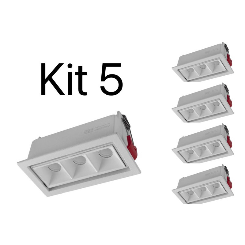 Kit Com 5 Spot 3W Preto Embutido Slim Spot Retangular Minimalista Led ...