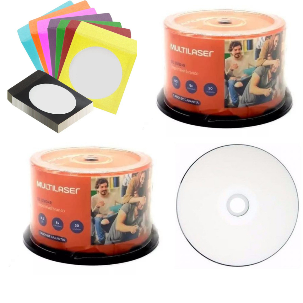 Dvd-r 8.5gb Dual Layer Multilaser 240min 1-8x Kit 10 Unidades | Shopee Brasil