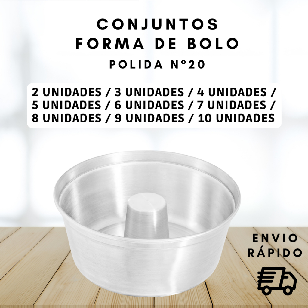 Conjunto kit forma de bolo n° 20 polida com furo no meio | Shopee Brasil