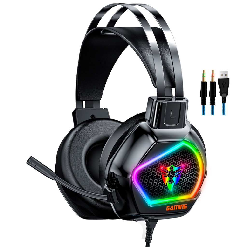 Headset Fone Gamer com led rgb com microfone Para PC Ps4 XBOX Computador Celular P3 Headphone ...