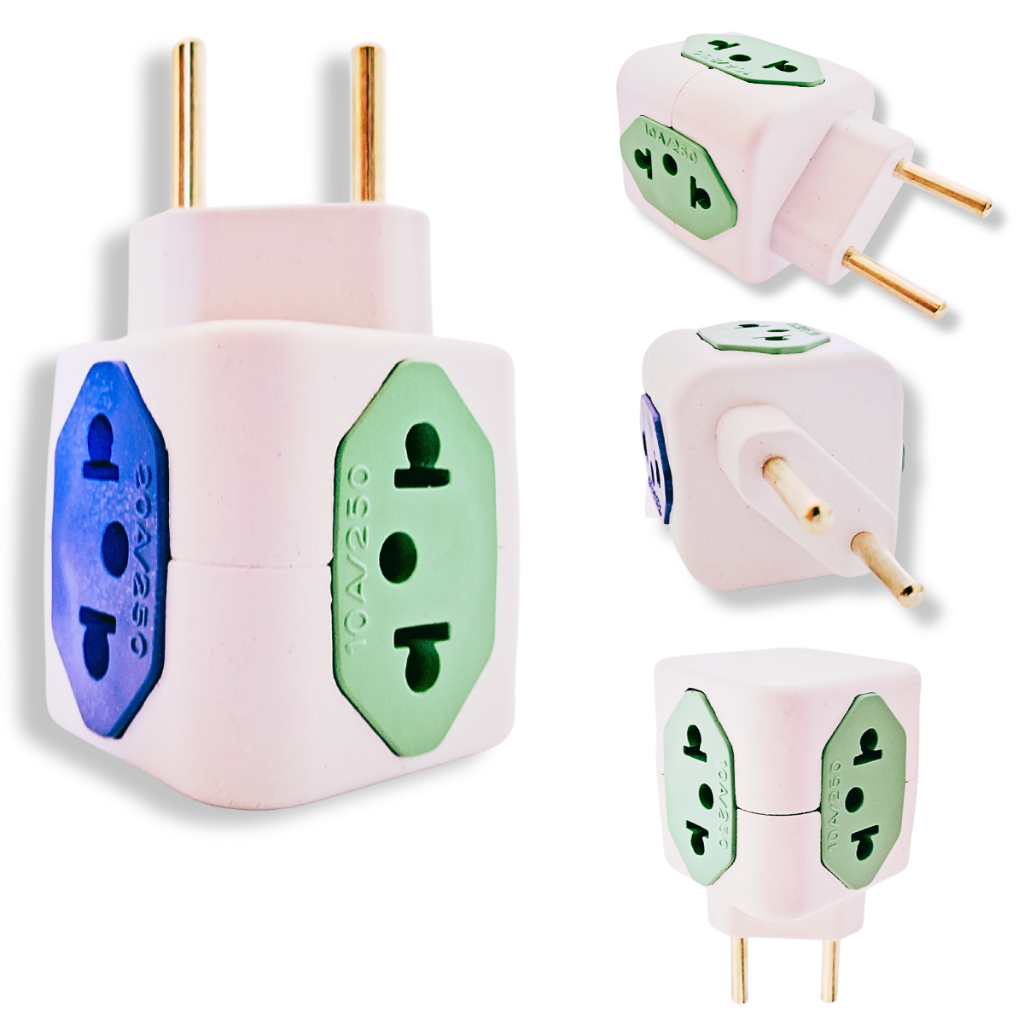 Adaptador de Tomada Universal 3 Pinos 10a 20a Com 4 Tomadas branco ...