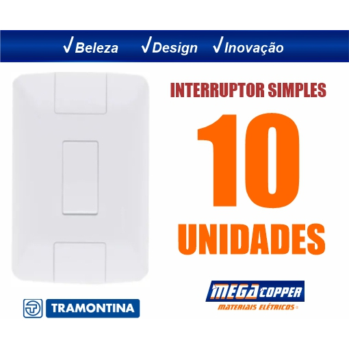 Interruptor 1 Tecla Simples Aria Tramontina 10 unidades | Shopee Brasil