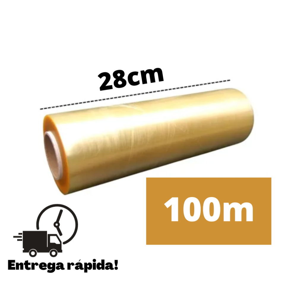 Rolo Bobina Plastico Filme Pvc Esticavel Resistente 28cm X 100m ...