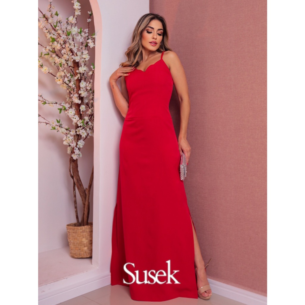 Susek Modas Vestido Longo De Alfaiataria 7223 | Shopee Brasil