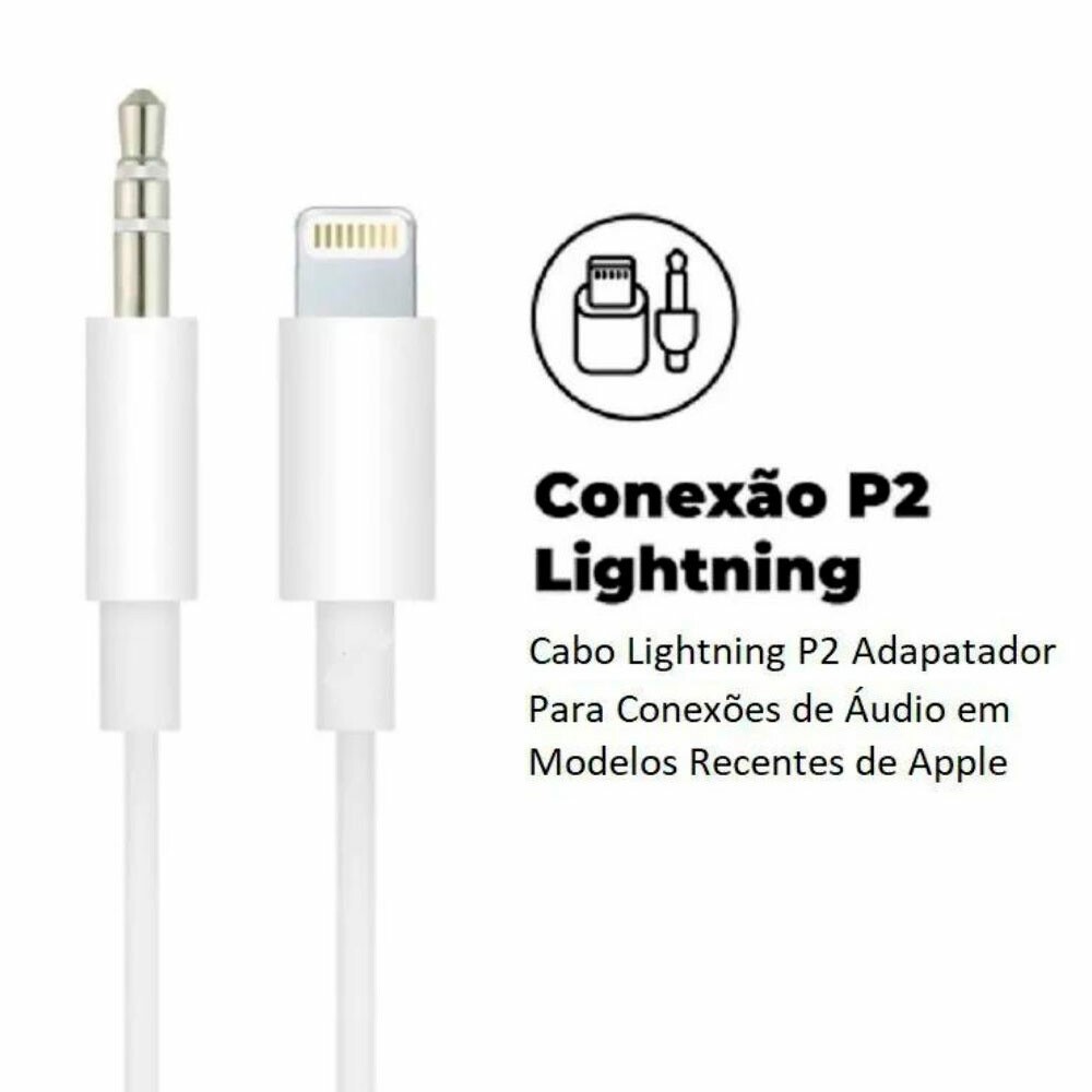 Cabo P2 Auxiliar para Iphone Lightning Ios 01 Metro OBERON | Shopee Brasil