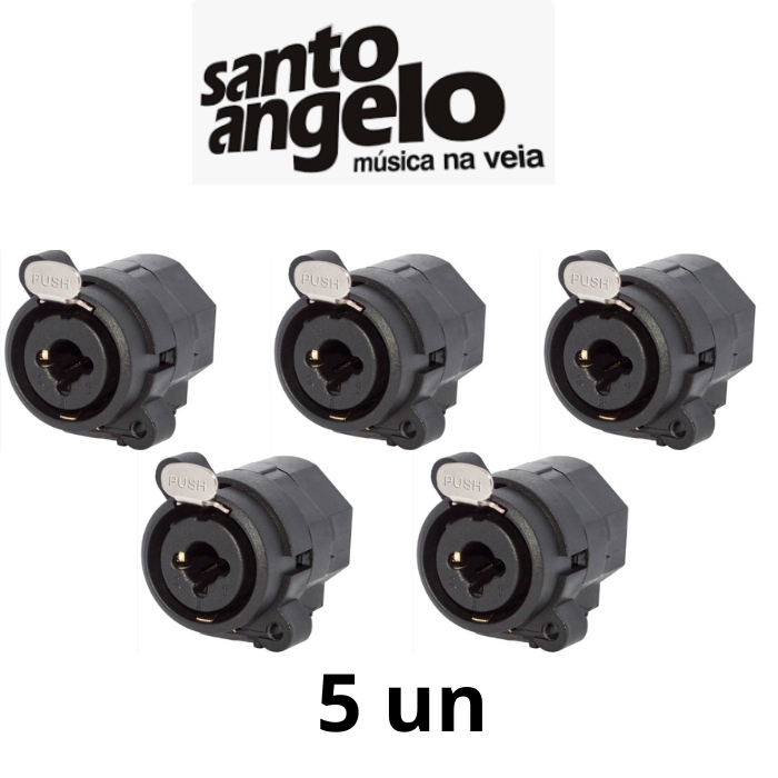 5 Plugs Xlr/p10 Combo Santo Angelo Canon Painel Femea. | Shopee Brasil