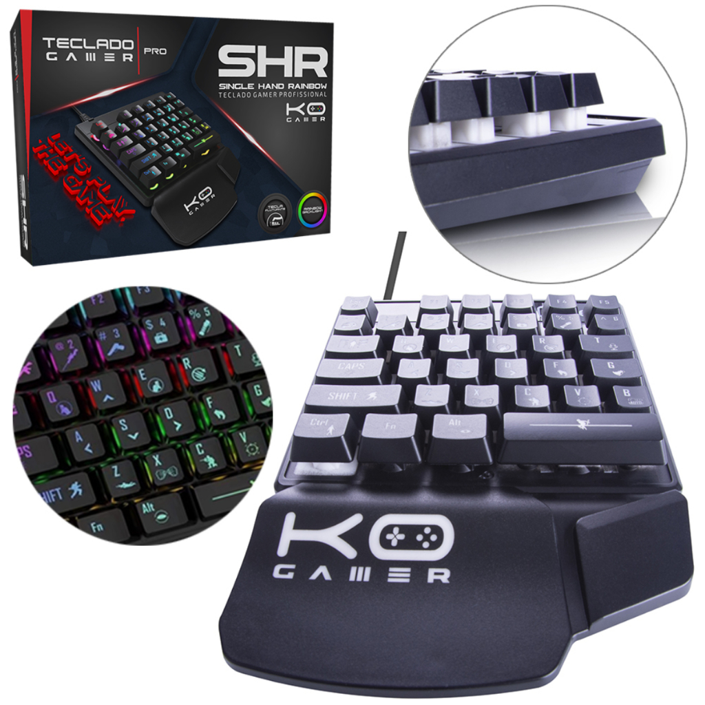 Teclado Gamer Pro Shr Uma Mão Single Hand Semi Mecânico Jogos Games ...