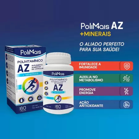 Polimais Polivitaminico de A a Z + Minerais 60 capsulas | Shopee Brasil