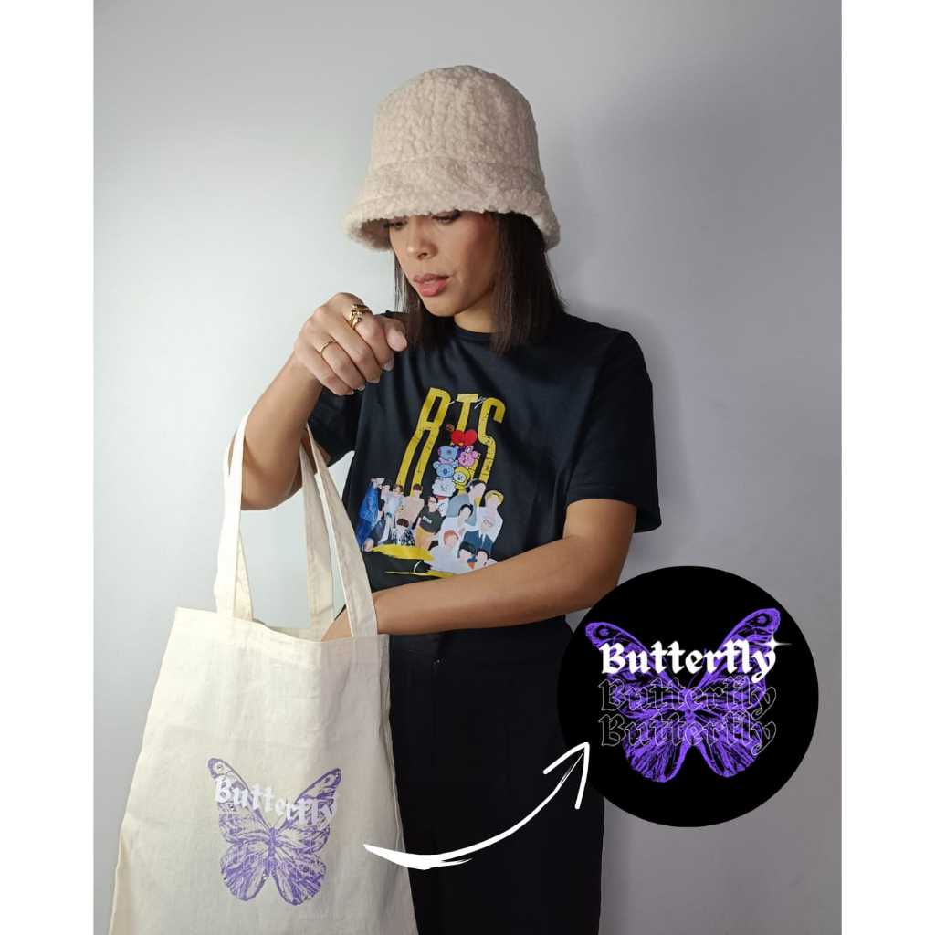 Ecobag BTS Butterfly com Pedraria | Shopee Brasil