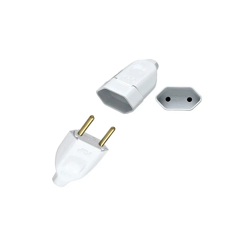 Plug Tomada Macho E Fêmea Para Extensão 10 amperes - Faz a Boa!