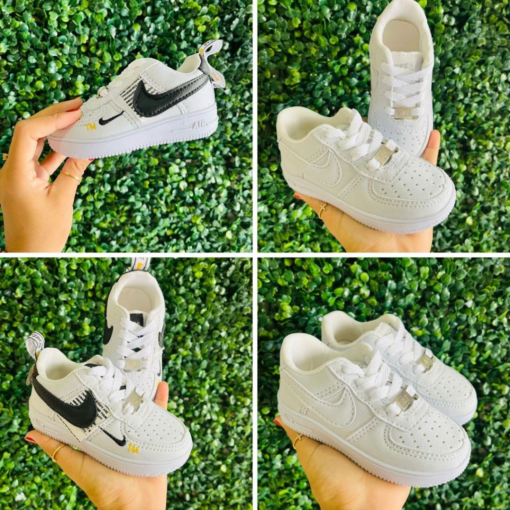 Tênis Baby NK Air Force All White e Preto | Shopee Brasil