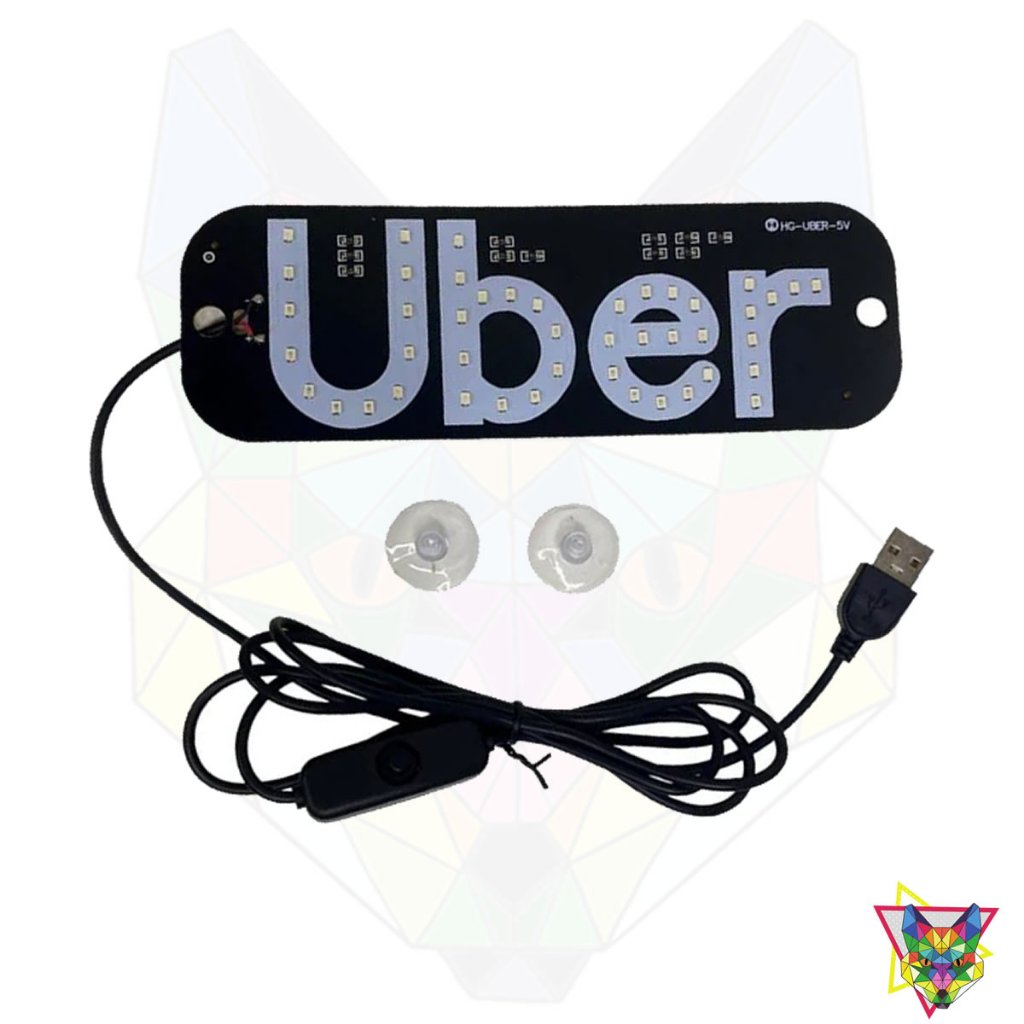 Placa Luminosa para Carro Uber Aplicativo USB Botão liga e desliga ...