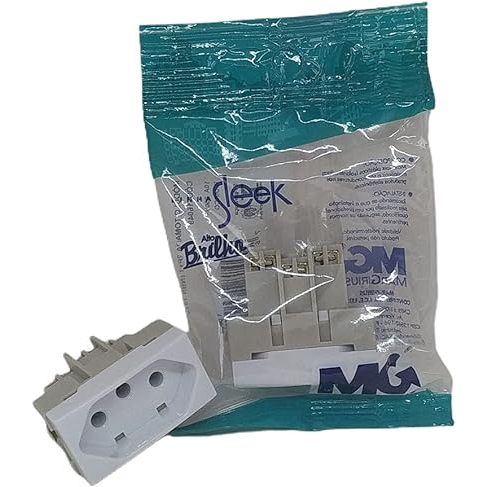 Kit com 10 Módulo Tomada 2P+T 20A 250v Branco Sleek Margirius | Shopee Brasil