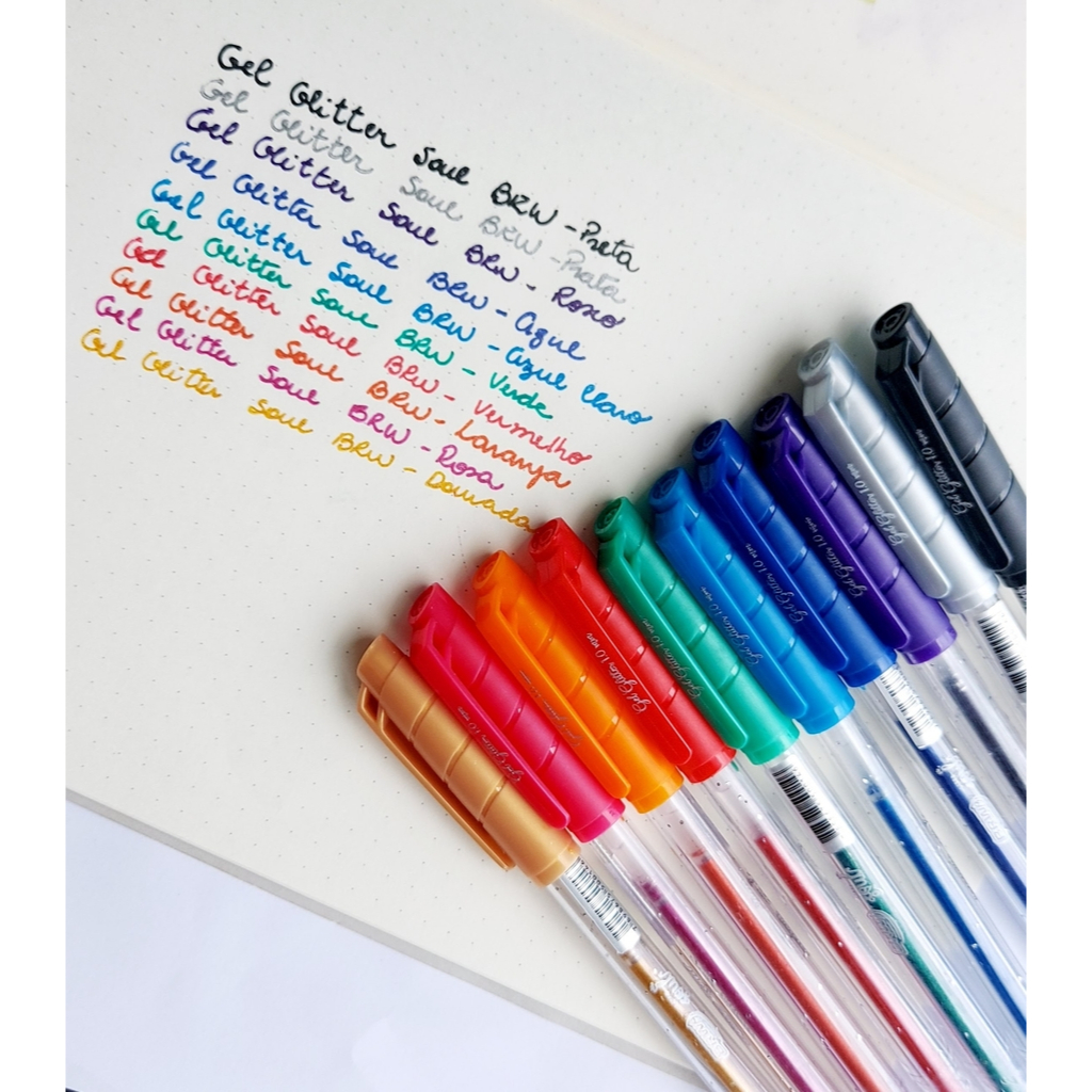 Caneta Esferográfica BRW Gel Glitter 1.0mm.Escolha a Cor | Shopee Brasil