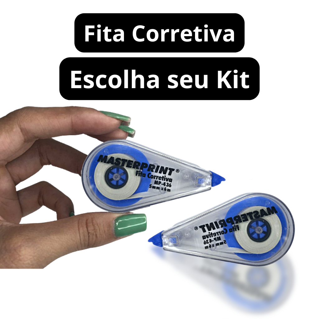 Fita Corretivo Escolar 5mm x 6m de Secagem Imediata Masterprint 100% ...