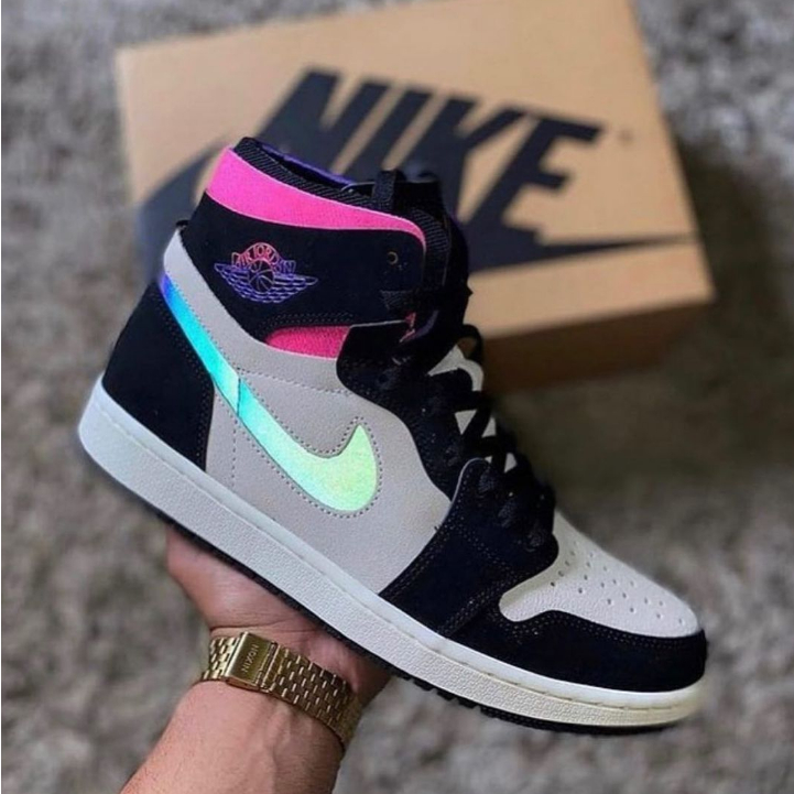 Tenis Air jordan 1 Mid Refletivo PSG Lançamento Unissex Cano Alto A ...