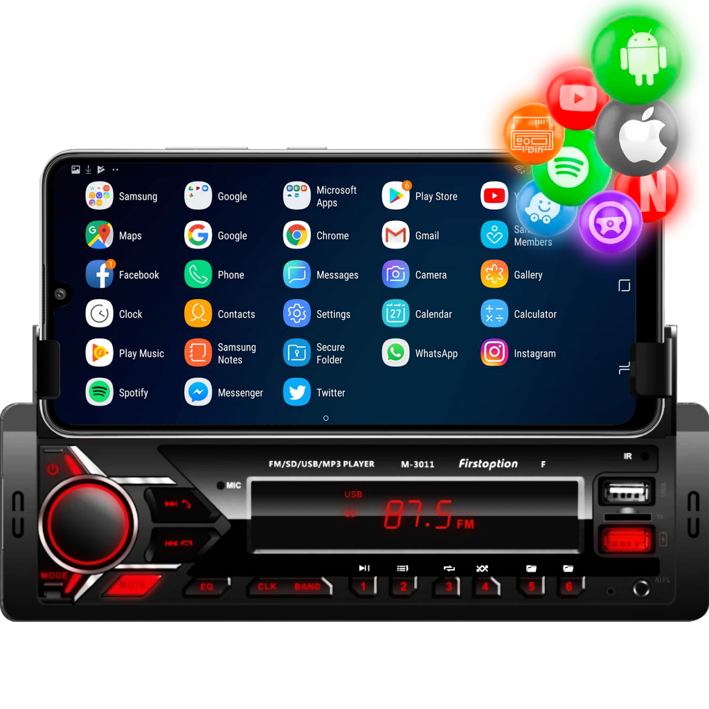 Rádio MP3 Player Som Automotivo 3010F Bluetooth Suporte Stand para ...