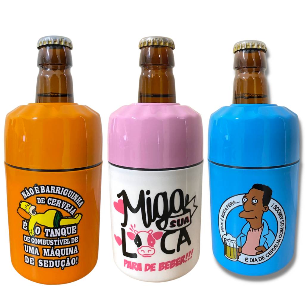 Kit 3 Porta Litrinho 300ml Suporte 3x1 Cerveja Long Neck Lata 350ml ...