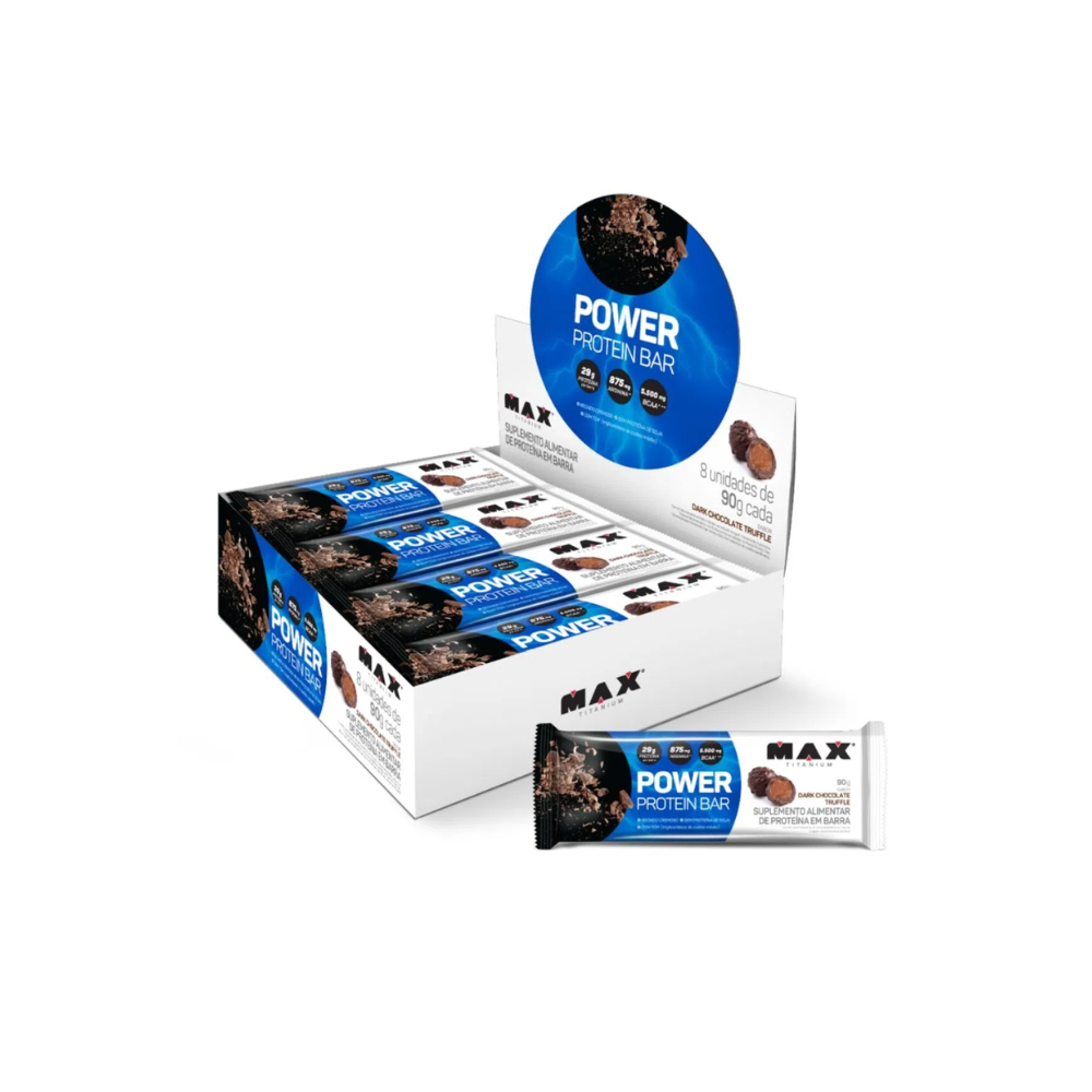 Power Protein Bar - Barra de Proteína 90G - Display com 8 Unidades - Max Titanium - Faz a Boa!