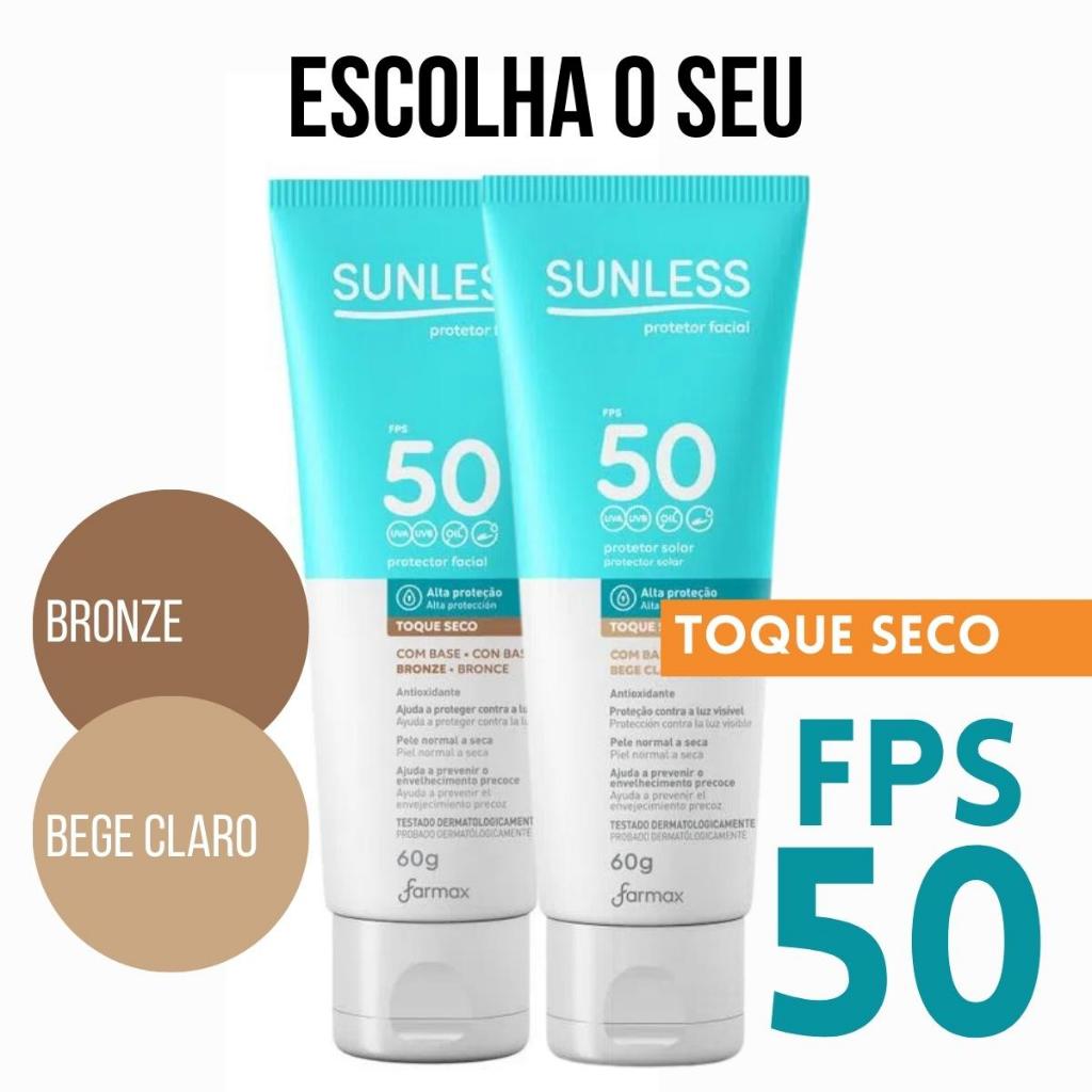 Protetor Solar 50 FPS Facial Sem Oleo Com Base Bege Claro Ou Bronze ...