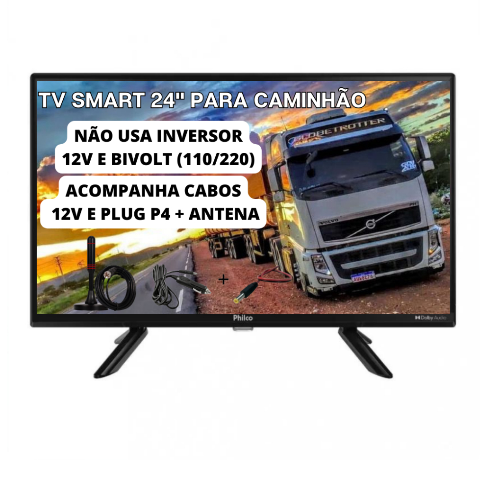 Smart Tv Digital Led Hd 24 Polegadas 12v Caminhão + Antena | Shopee Brasil