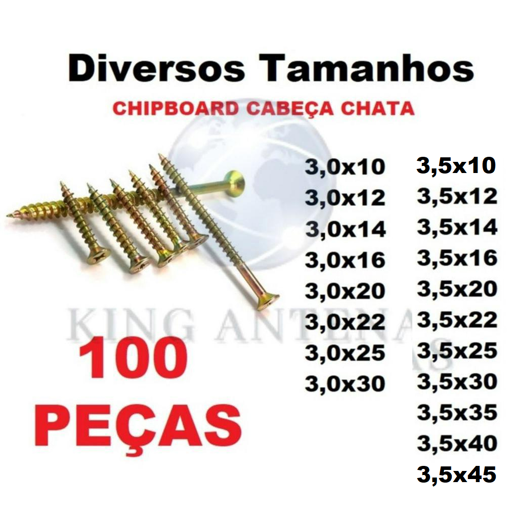 Parafuso Chipboard 3.0 mm 3.5 mm para Madeira Cabeça Chata Philips ...