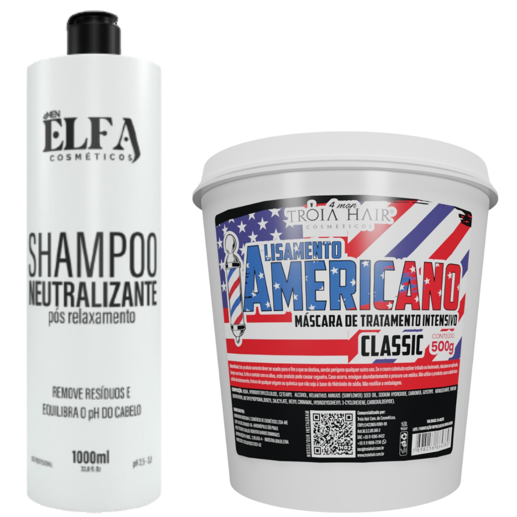 Kit Alisamento Americano Classic 500g e Shampoo Neutralizante 1L ...