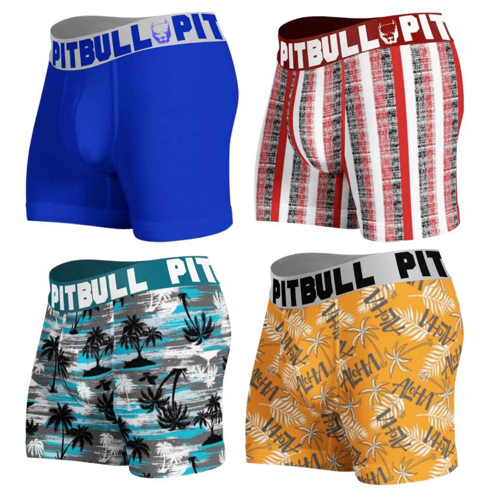 Cueca Boxer Microfibra Kit 4 Cuecas Masculina Box Homem Pitbull Combate ...