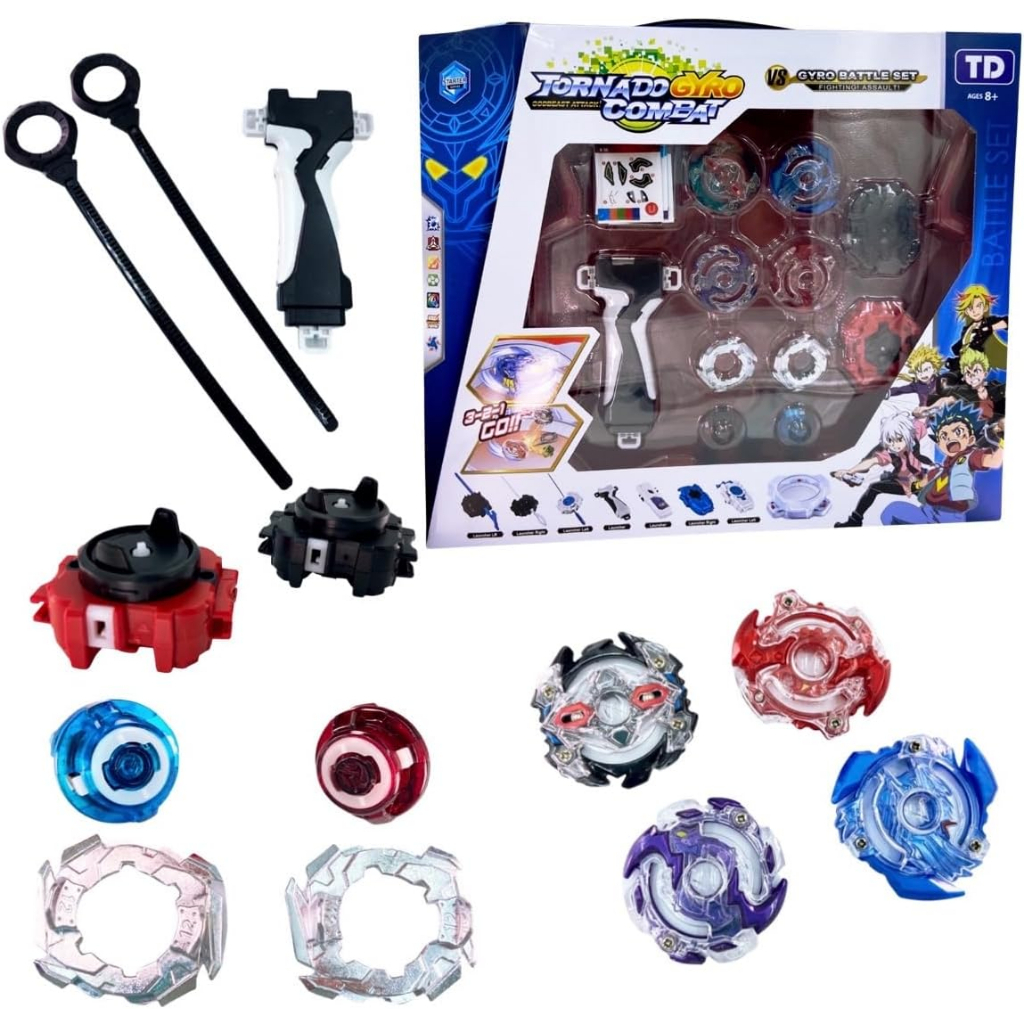 4 Beyblades + Mega Arena + Lançadores - Kit Beyblades - Brinquedo ...