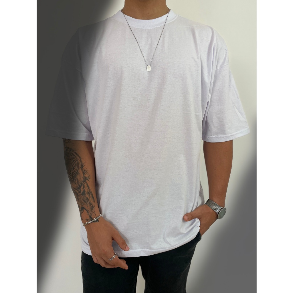 Camiseta Oversized Masculina Streetwear Gola alta Justa Camisa Larga ...